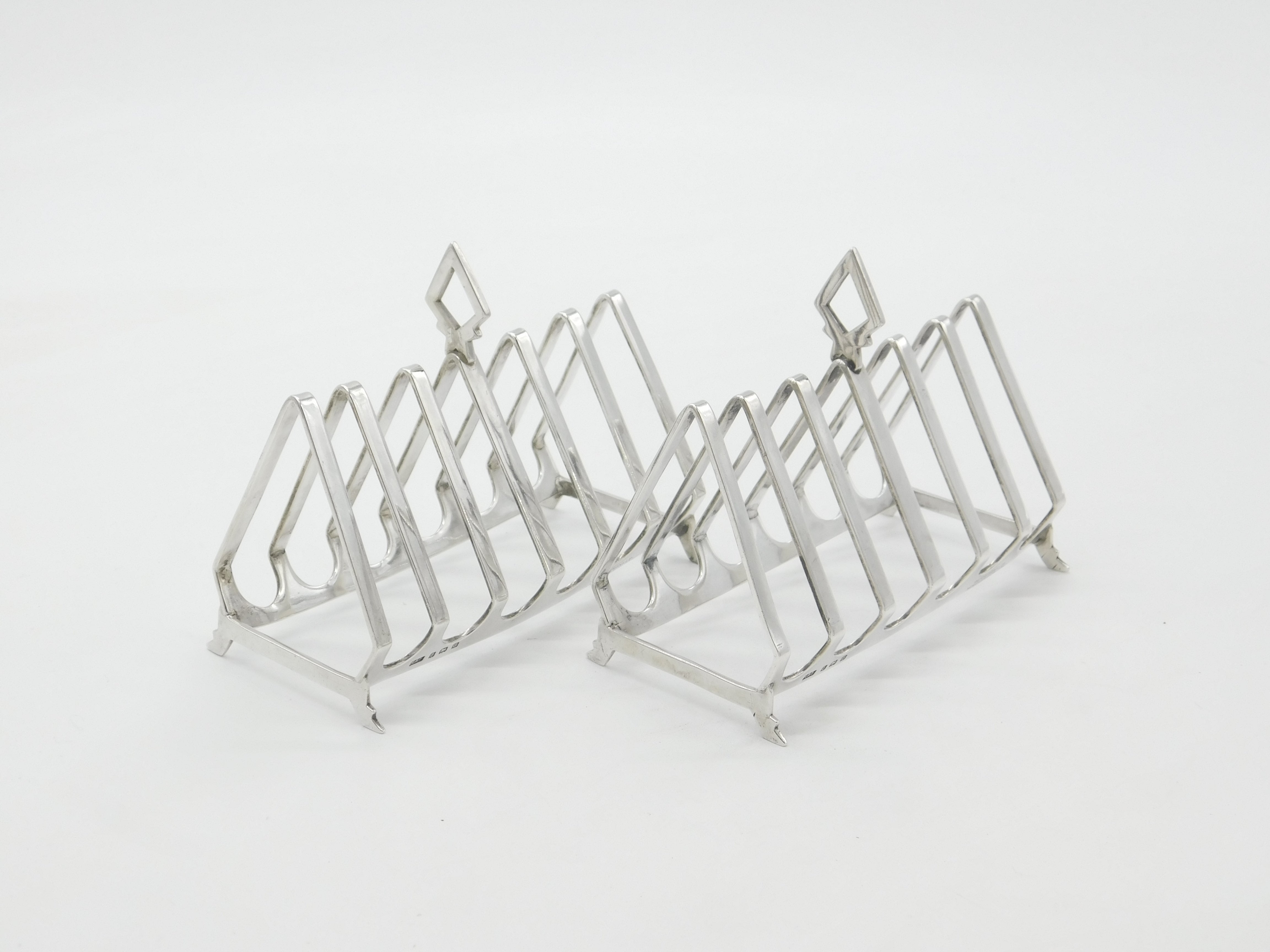 Pair of Sterling Silver Modernist Six-Bar Toast Racks 1931 Birmingham ...