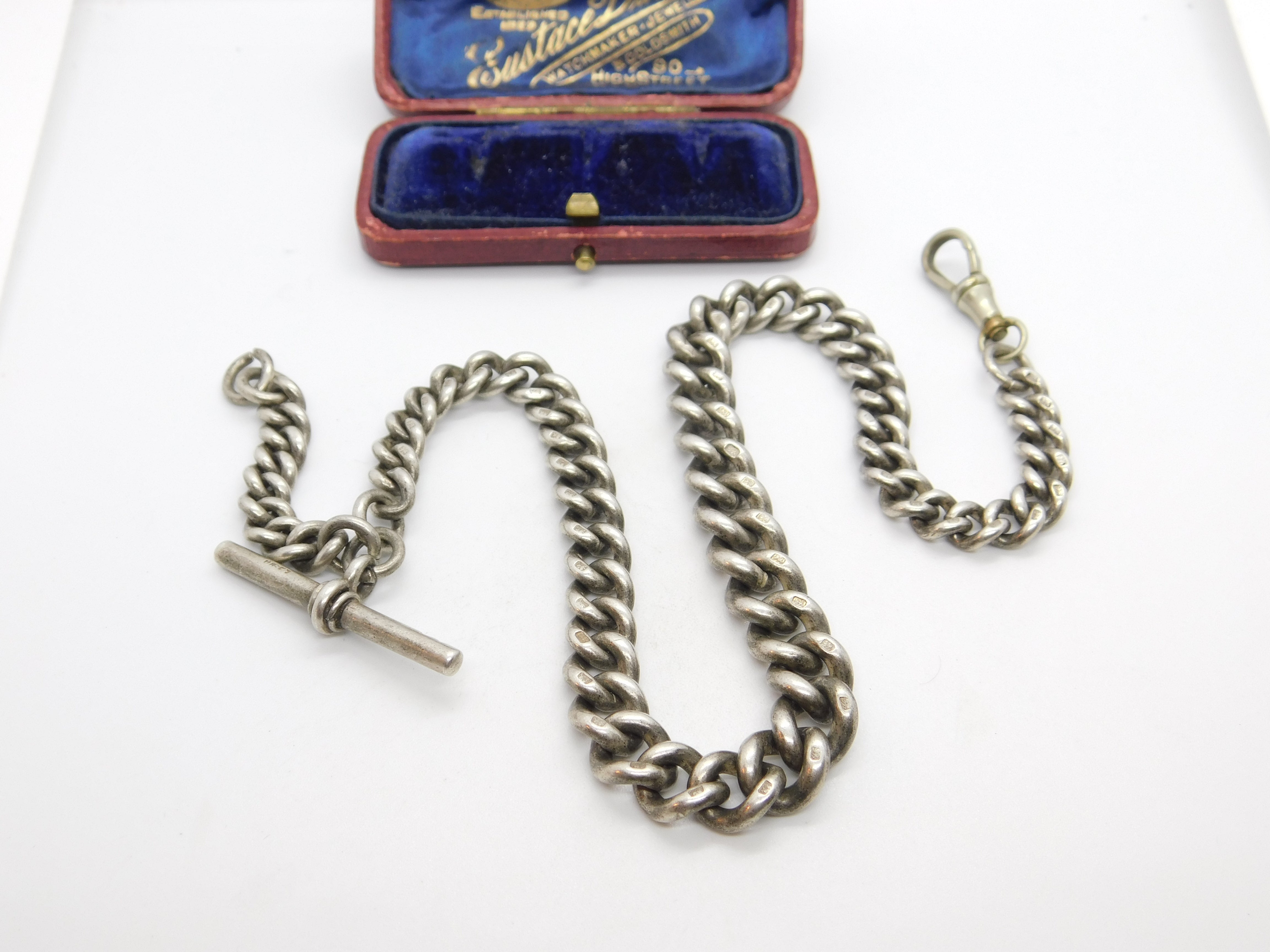 Victorian Sterling Silver Graduating Albert Watch Chain 1898 Birmingha ...