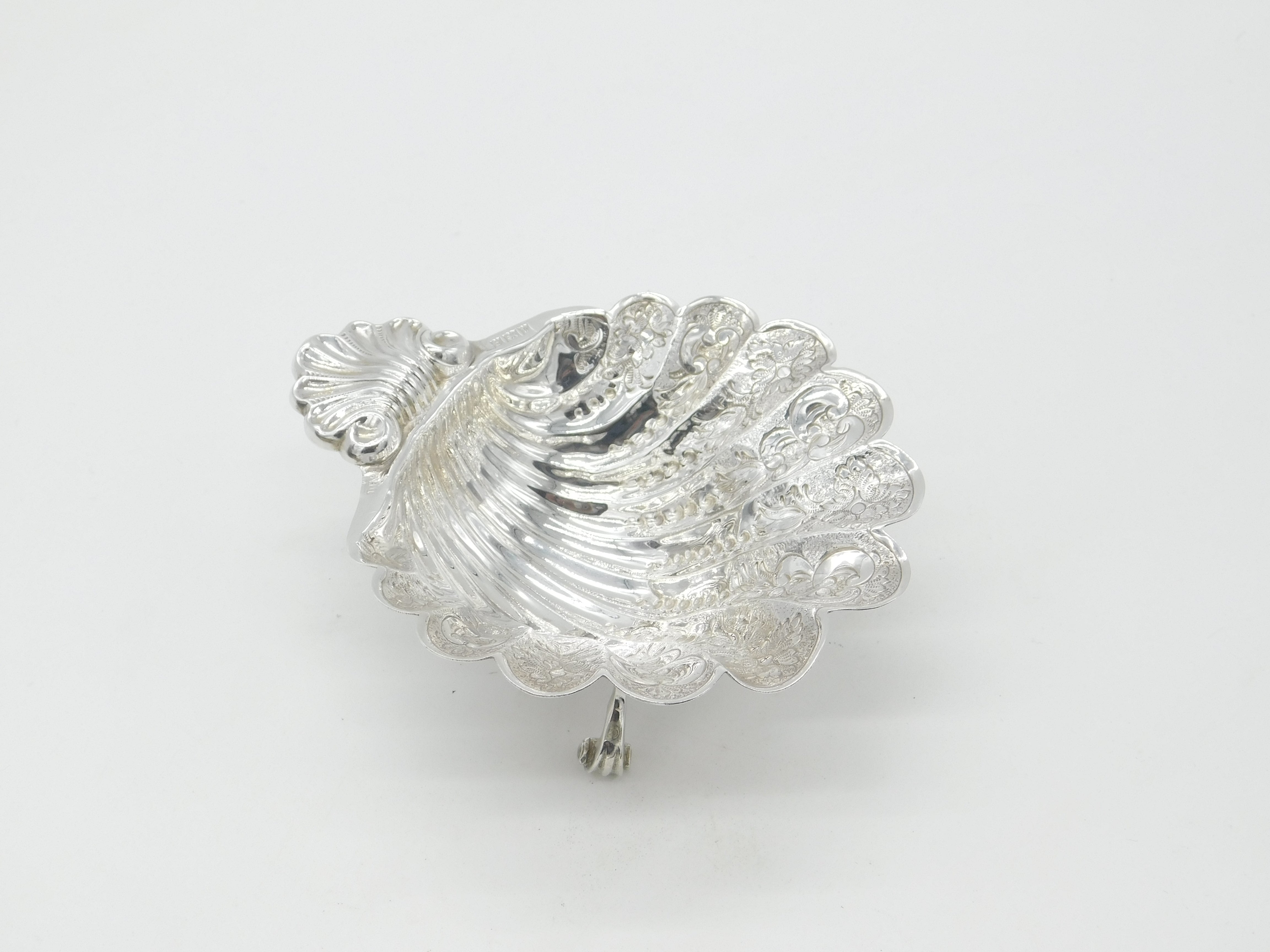 Sterling Silver Scallop Shell Form Floral Pattern Sweet Treat Dish 197 ...