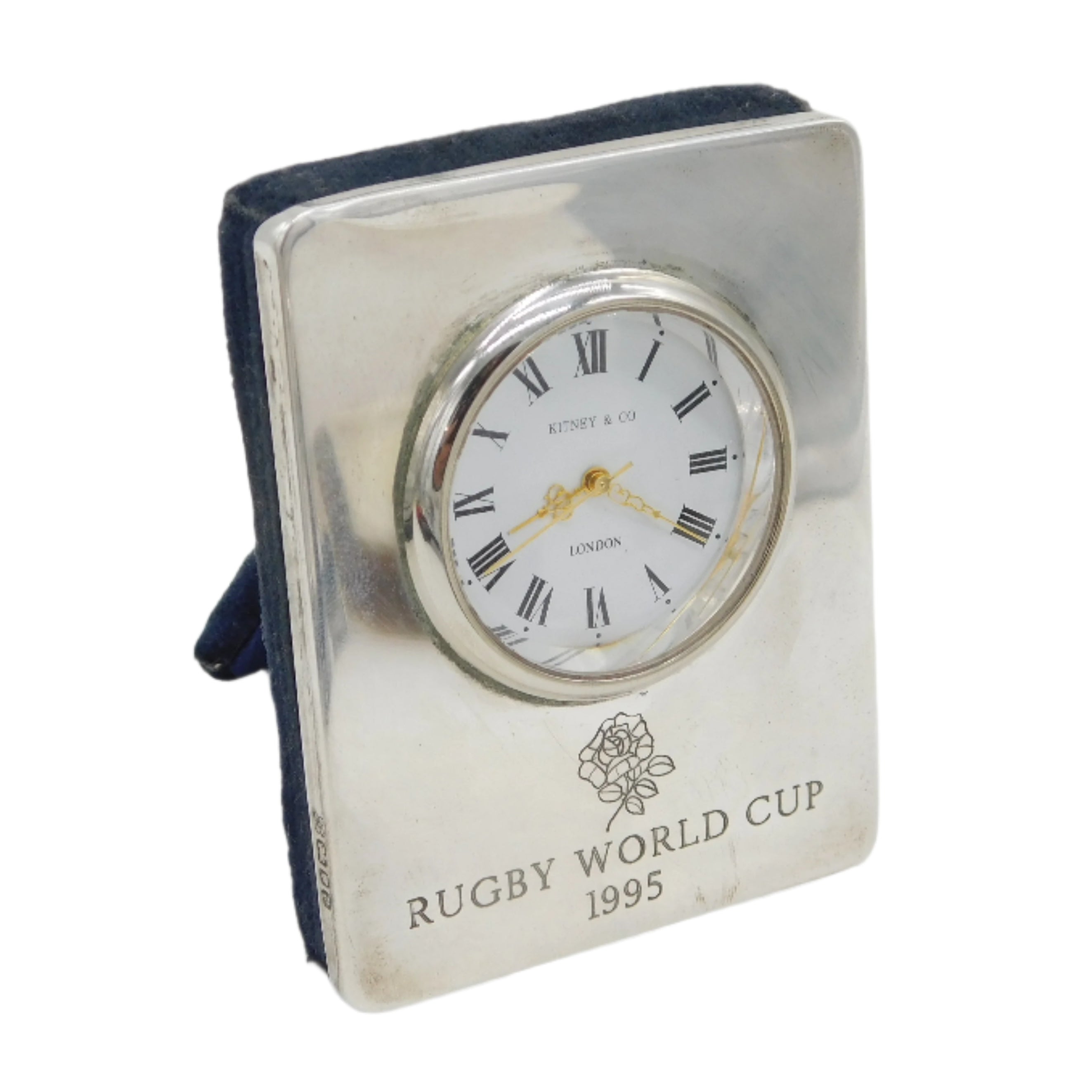 Sterling Silver Mounted 'Rugby World Cup 1995' Desk Clock Vintage Lond ...